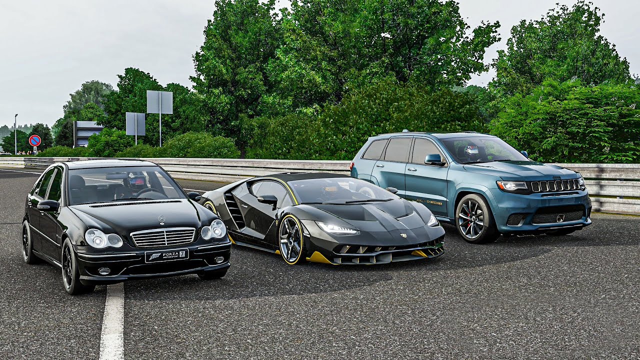 Forza 7 Drag race: Mercedes C32 AMG (624hp) vs Lamborghini Centenario ...