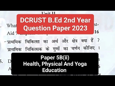 Health, Physical And Yoga Education - Paper 5B(ii) : Questions Paper ...