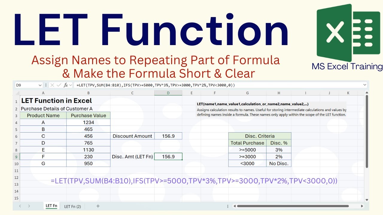 LET Function Explained Simply!! Make Messy Formulas Short & Clear - YouTube