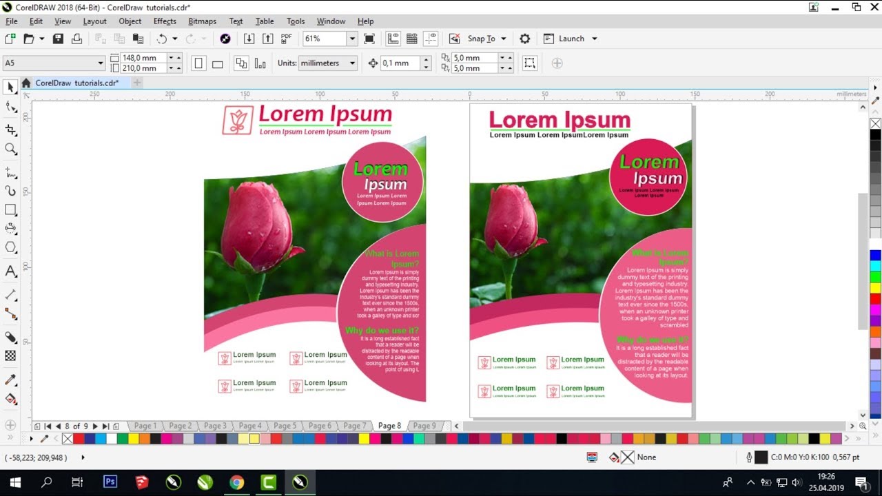 Creating an easy Flyer in CorelDraw (Use Powerclip, Contour, Conver to ...