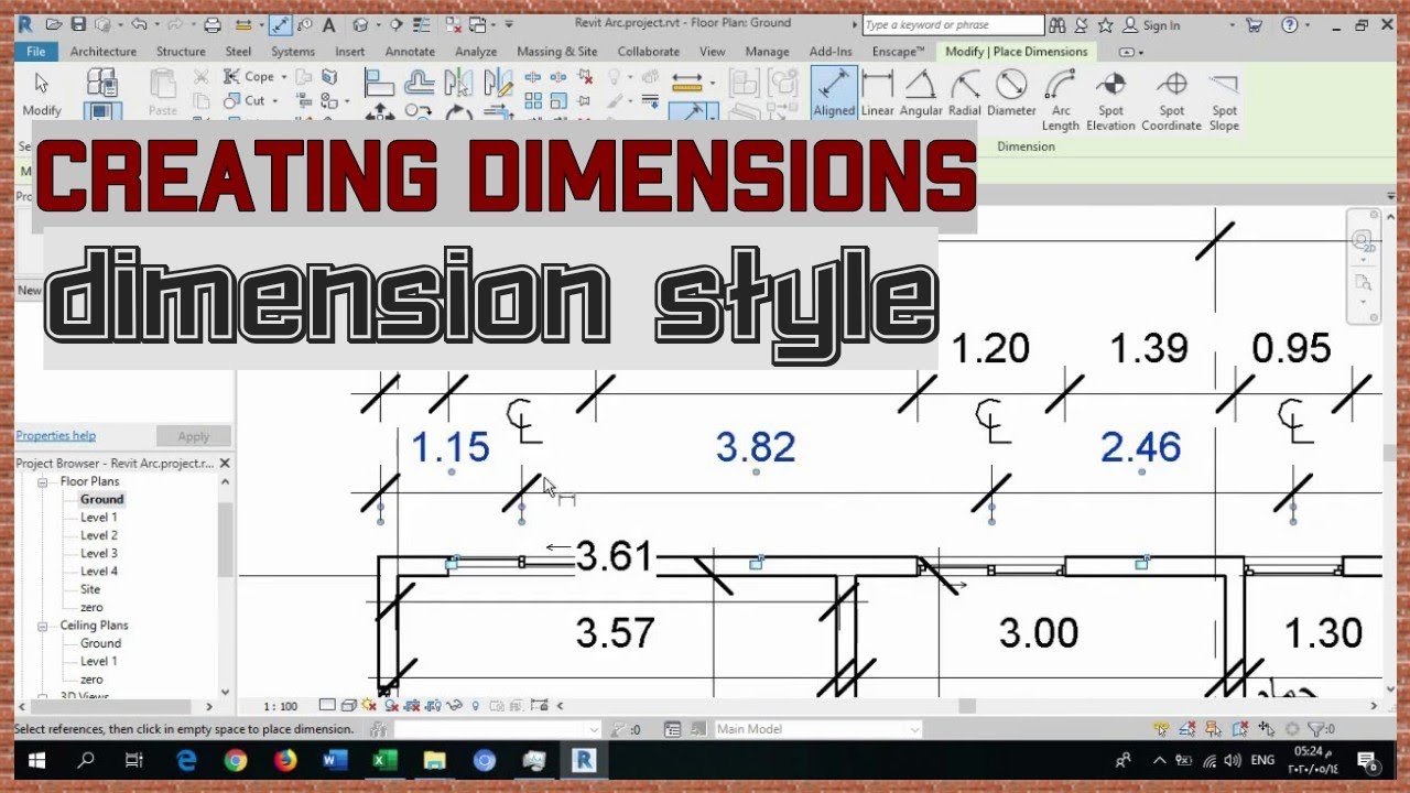 REVIT Architecture Course | Lec (9) | Dimension+Dimension Style - YouTube