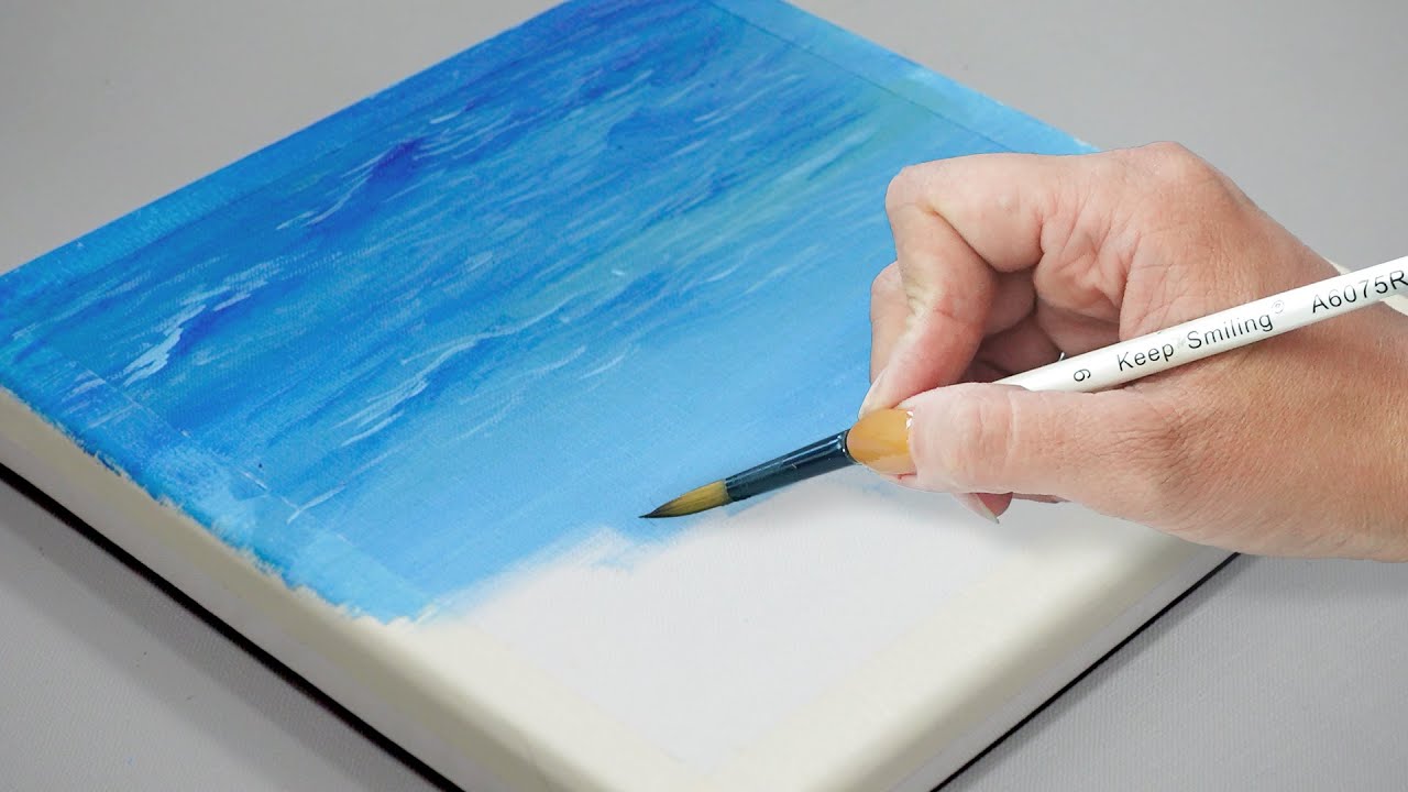 Easy art / How to draw ocean waves / Acrylic painting for beginners ...