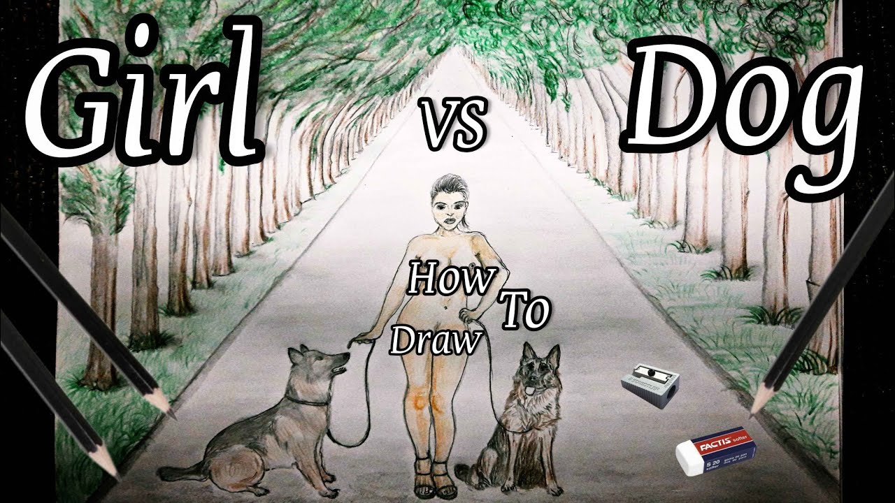 Perspective Drawing of a Cute Girl and her Dogs - YouTube