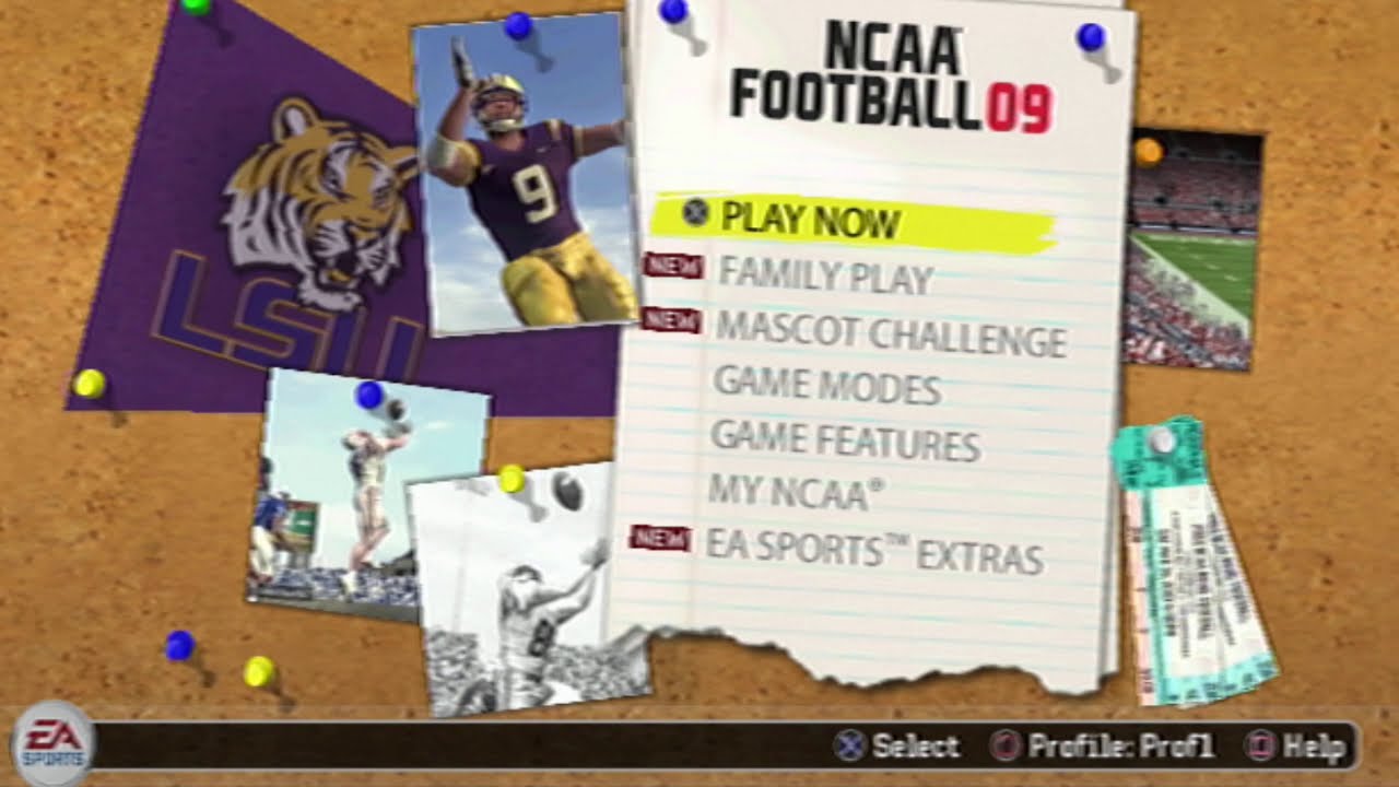 NCAA Football 2009 Quick Look at Game Menu Retro Video Game PS2 - YouTube