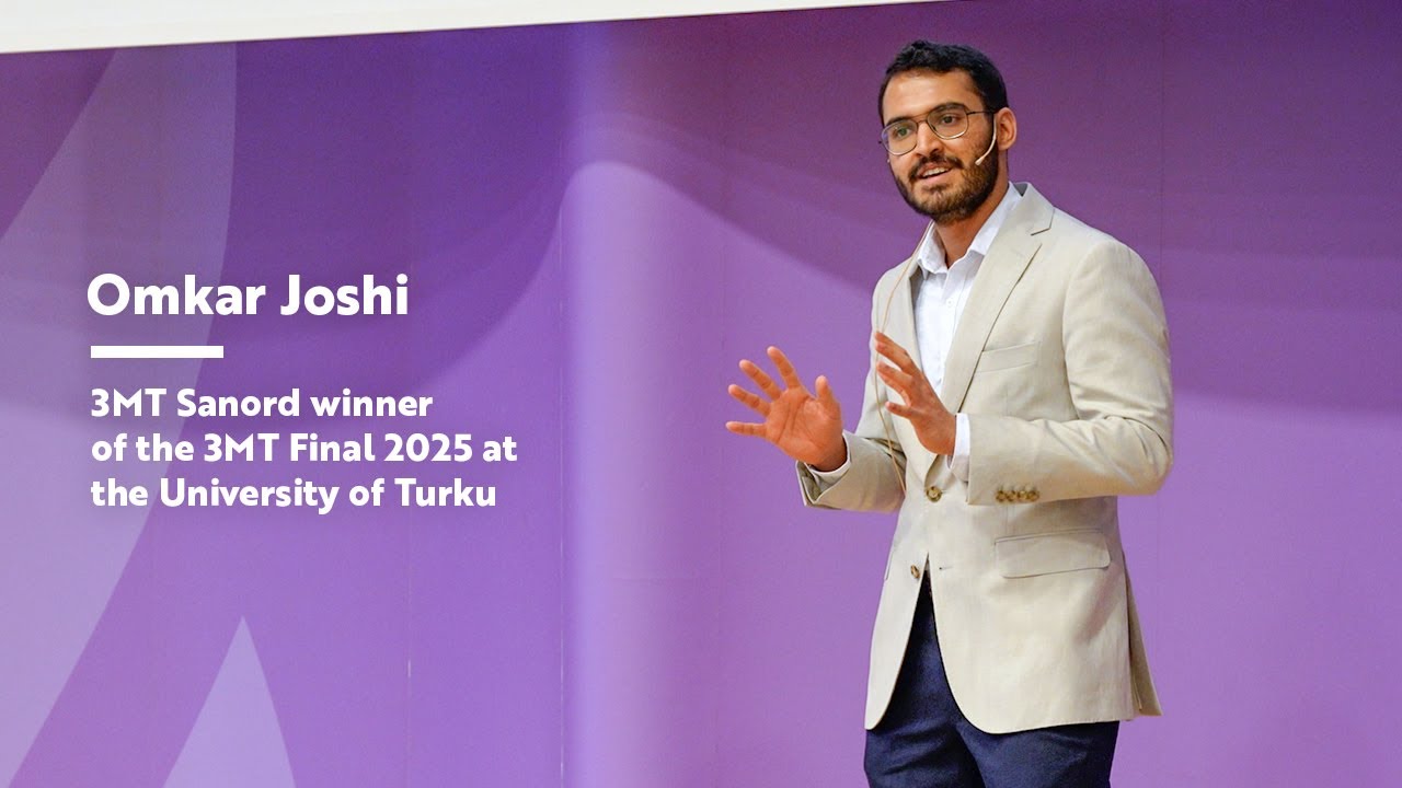 Omkar Joshi, 3MT Sanord winner of the 3MT Final 2025 at the University of Turku - YouTube