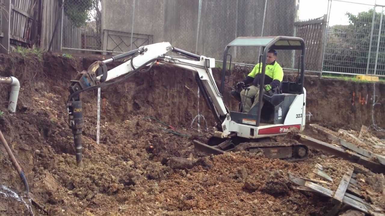 Absolute Mini Digger Services - Excavator Drilling - YouTube