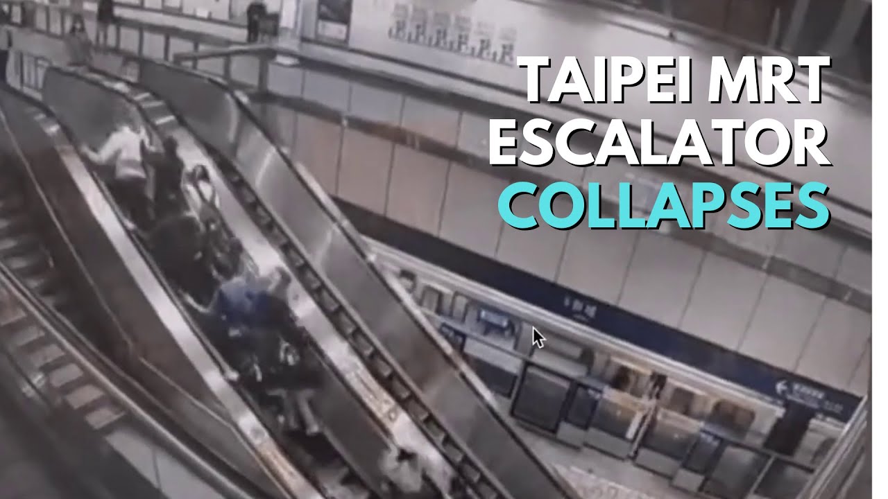 Taipei MRT escalator suddenly collapses - YouTube