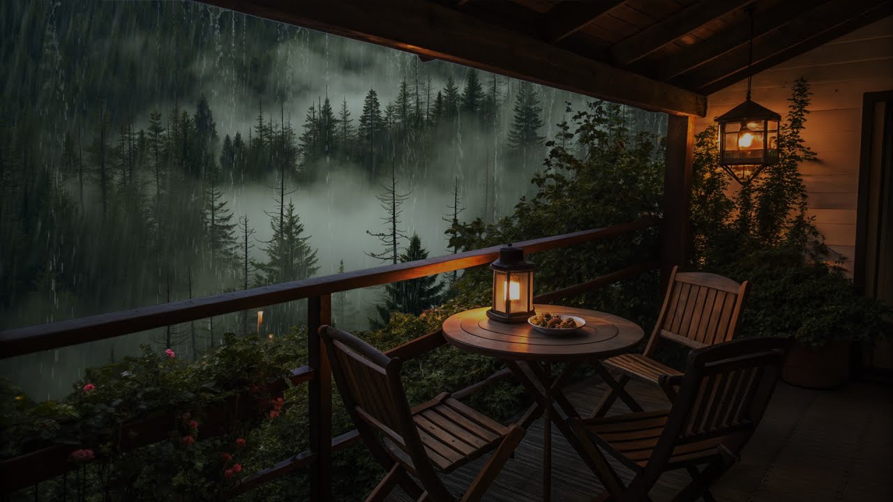 Heavy Rain and Thunder in a Cozy Balcony Ambience - Relax Rain on the ...