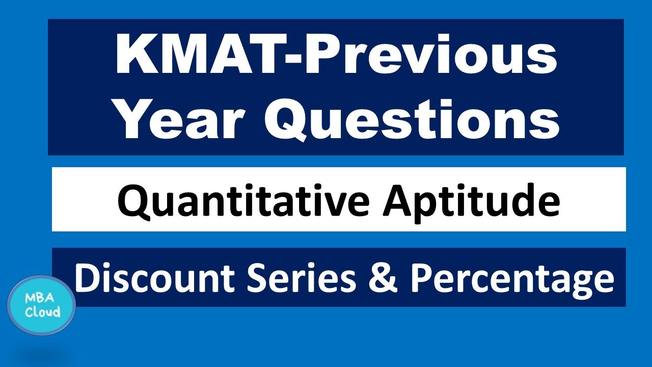 KMAT Previous Year Questions| Quantitative Aptitude| Discount and ...