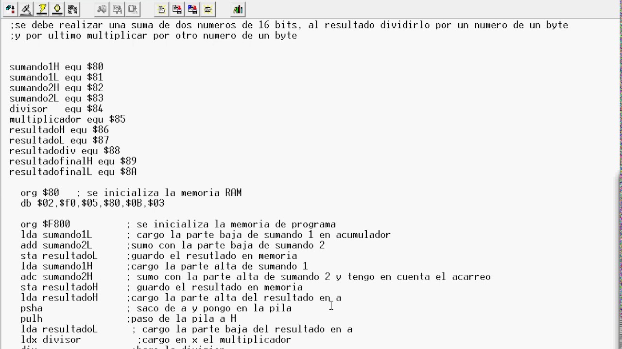 clase7_parte5 Más ejemplos de programas en assembler con el procesador hc08 - YouTube