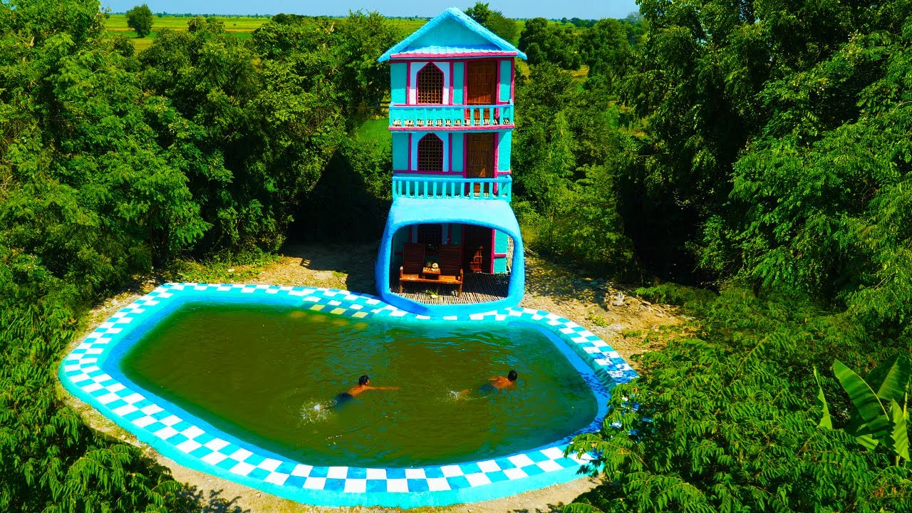 [Full Video] Building 3-Story Mud Resort House And Big Swimming Pool ...