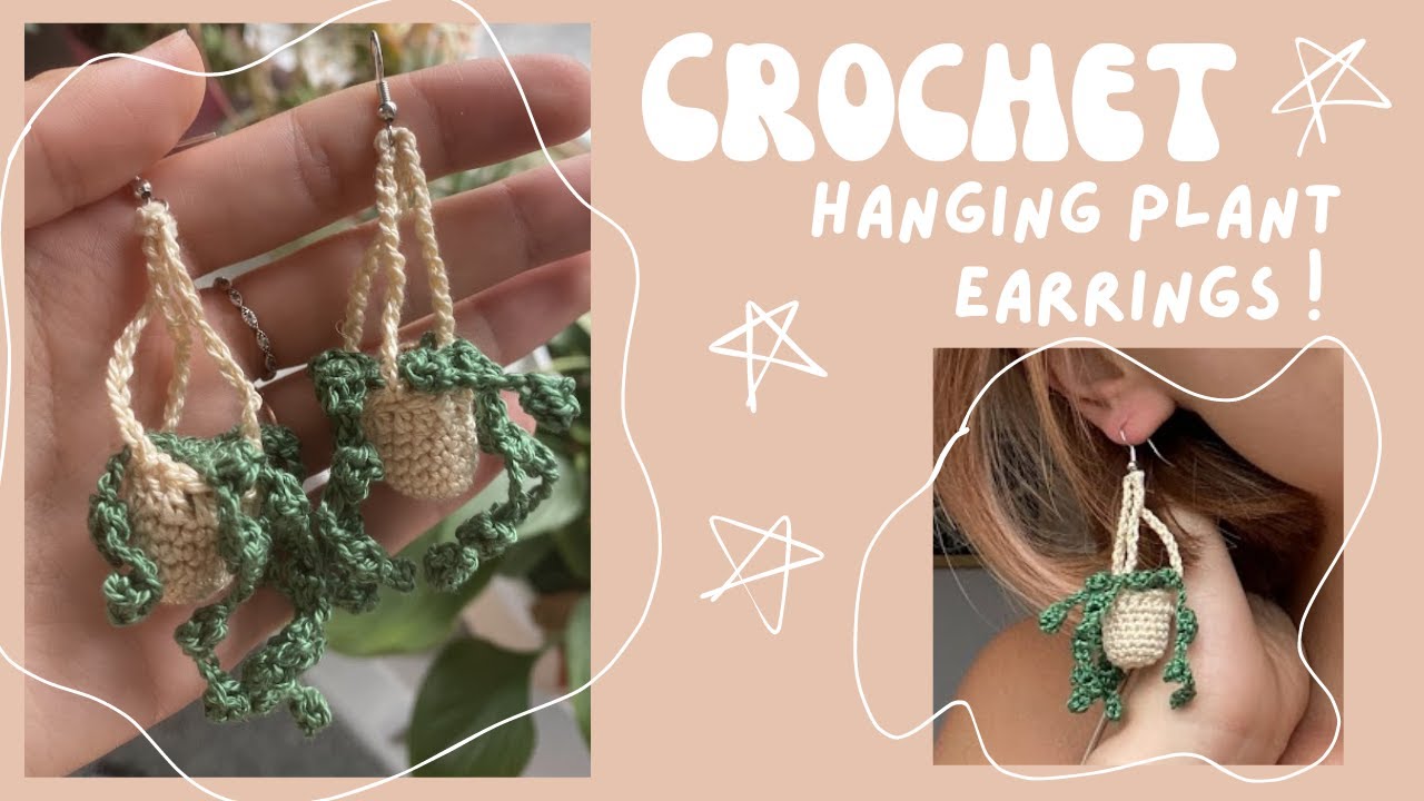 CROCHET hanging plant tutorial || tiny crochet earrings or keychain ...
