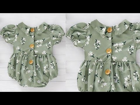 baby girl romper cutting and stitching/ 6 months baby jumpsuit cutting ...