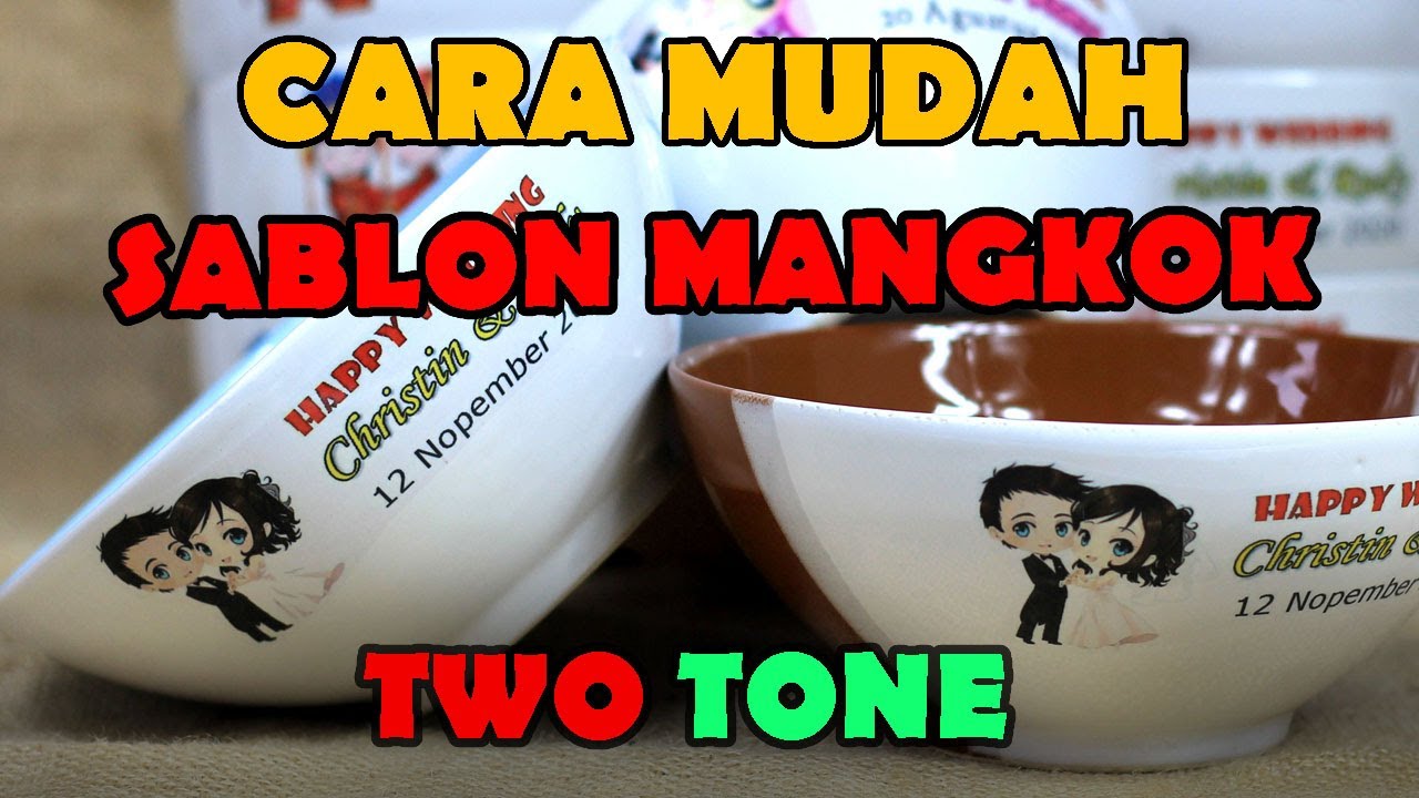 sablon stiker decal mangkok - YouTube