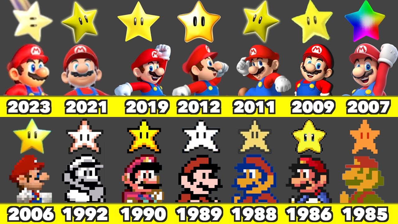 Evolution of Super Mario Star Game Graphics In Nintendo Games (1985 ...