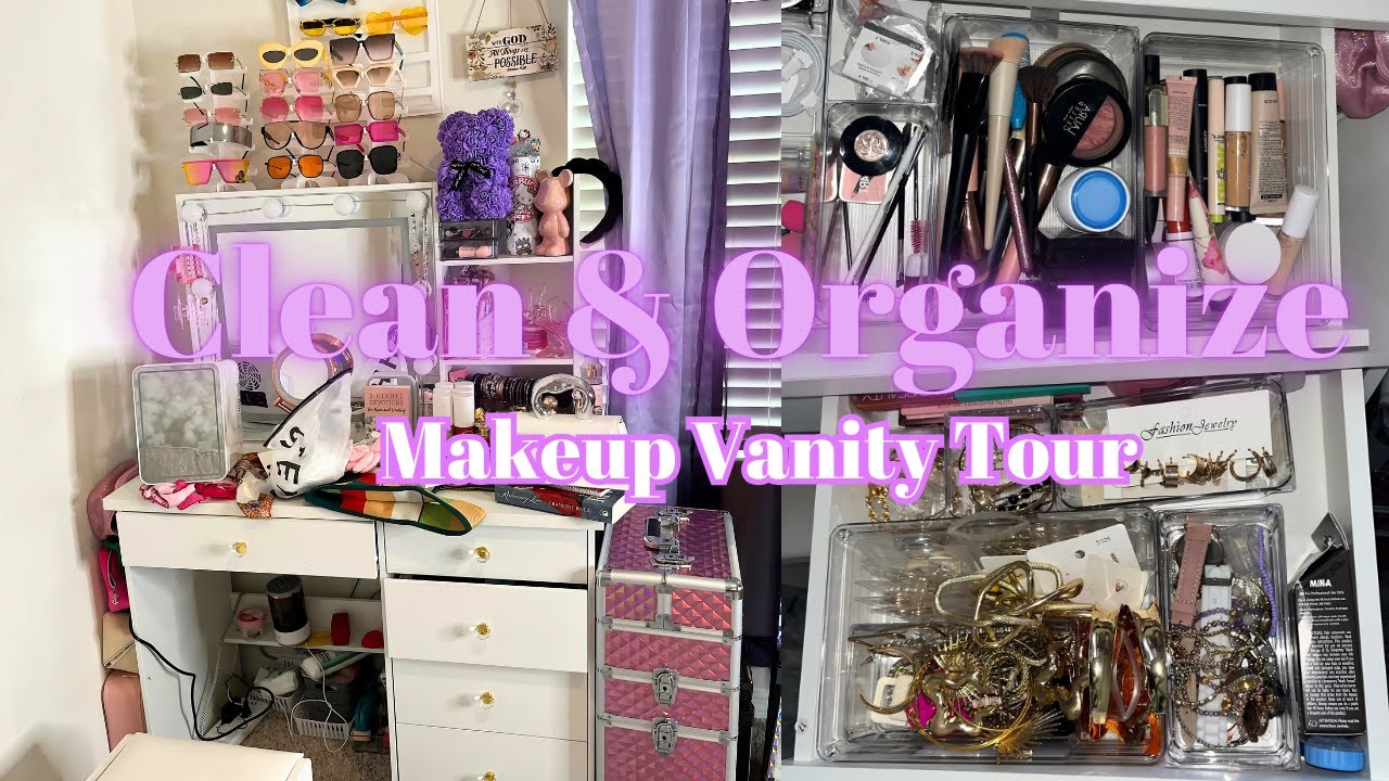Cleaning & Organizing My Makeup Vanity! Decluttering & Vanity Tour ...
