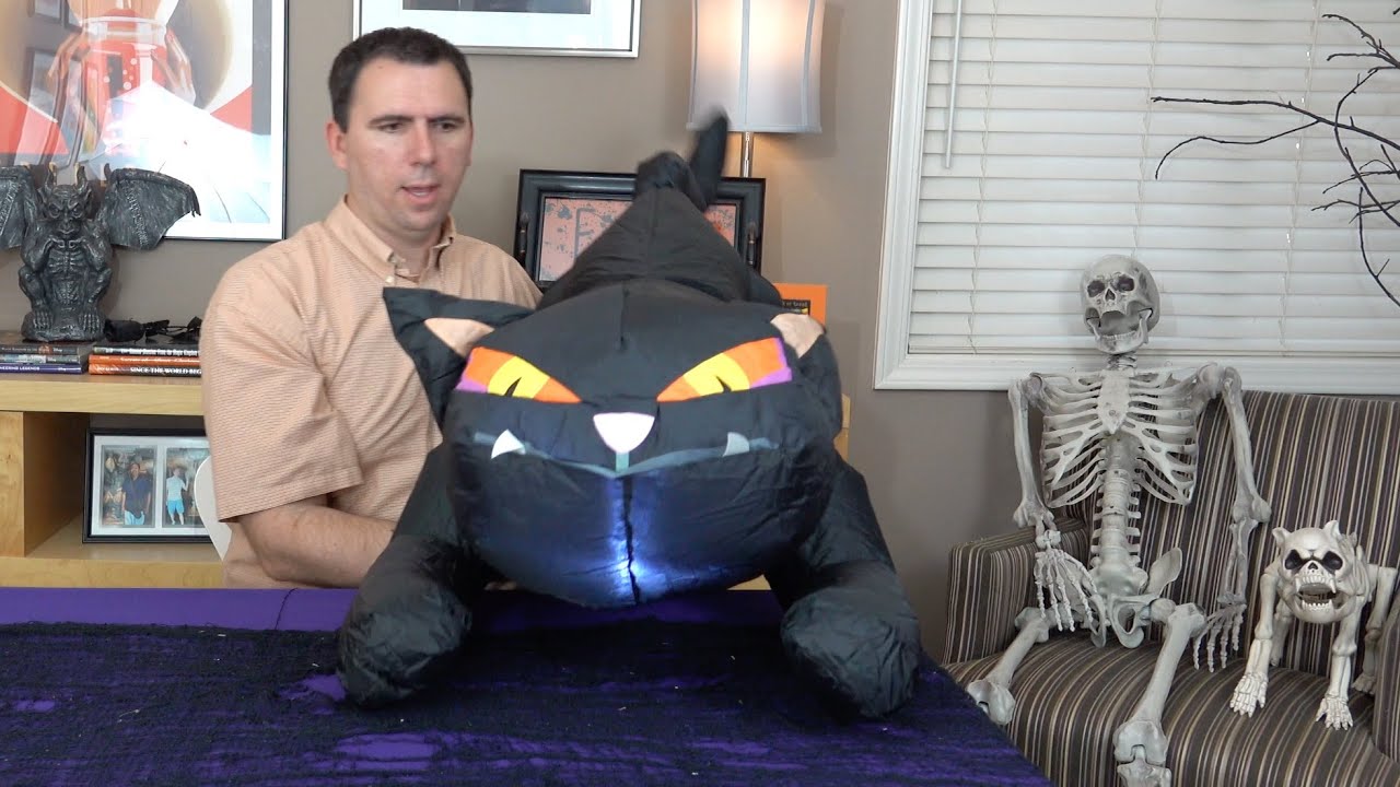 Gemmy Smiling Black Cat Airblown Inflatable - Halloween Prop Unboxing ...