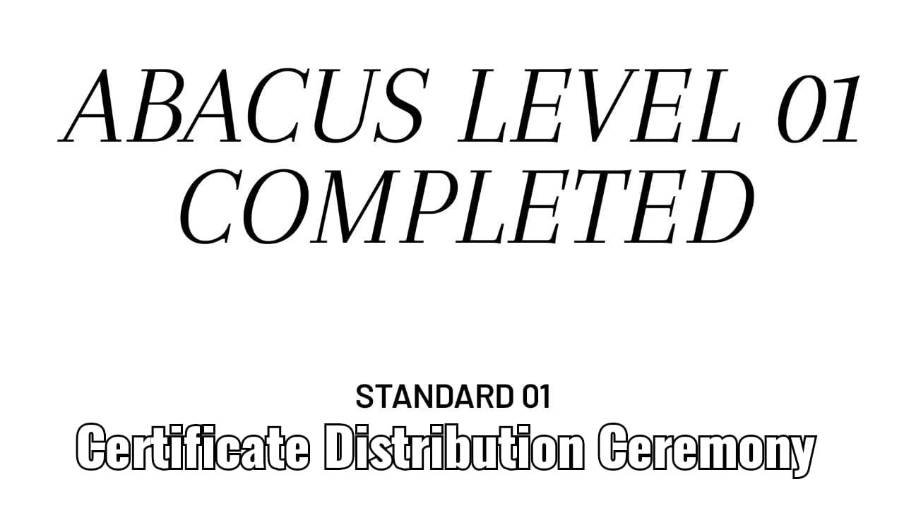 ABACUS CLASS LEVEL ONE CERTIFICATE CEREMONY - YouTube