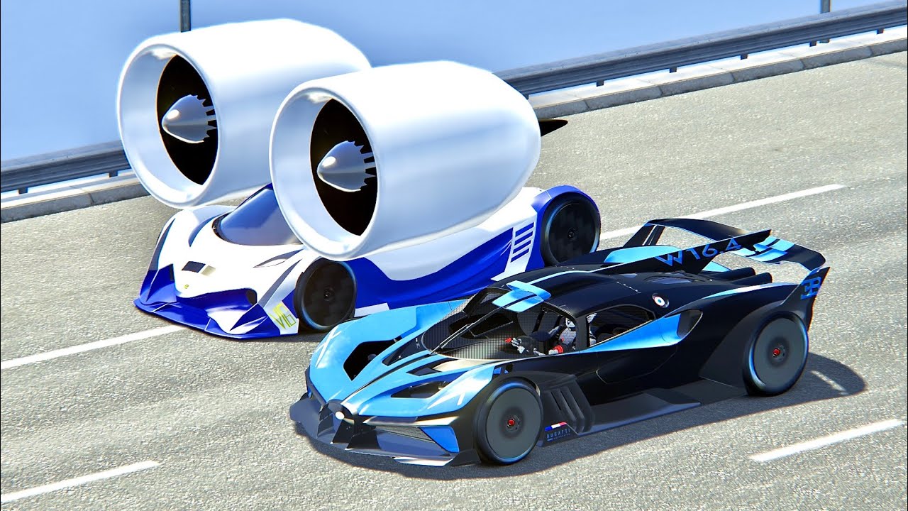 Devel Sixteen with Turbine KIT vs Bugatti Bolide - Drag Race 20 KM ...