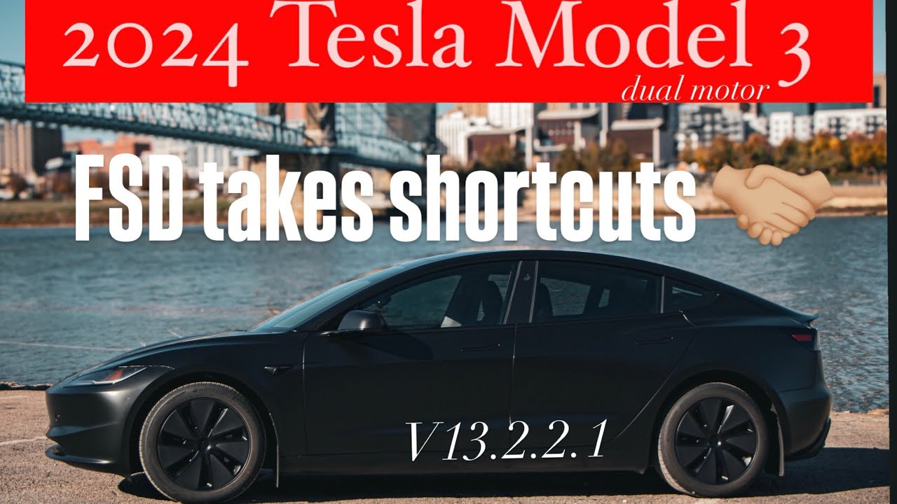 FSD (full self drive) supervised) v13.2.2.1 takes a shortcut behind a ...
