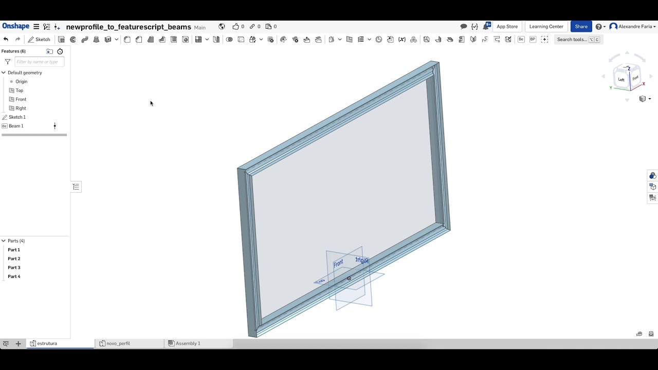 New profile using featurescript beams on Onshape - YouTube