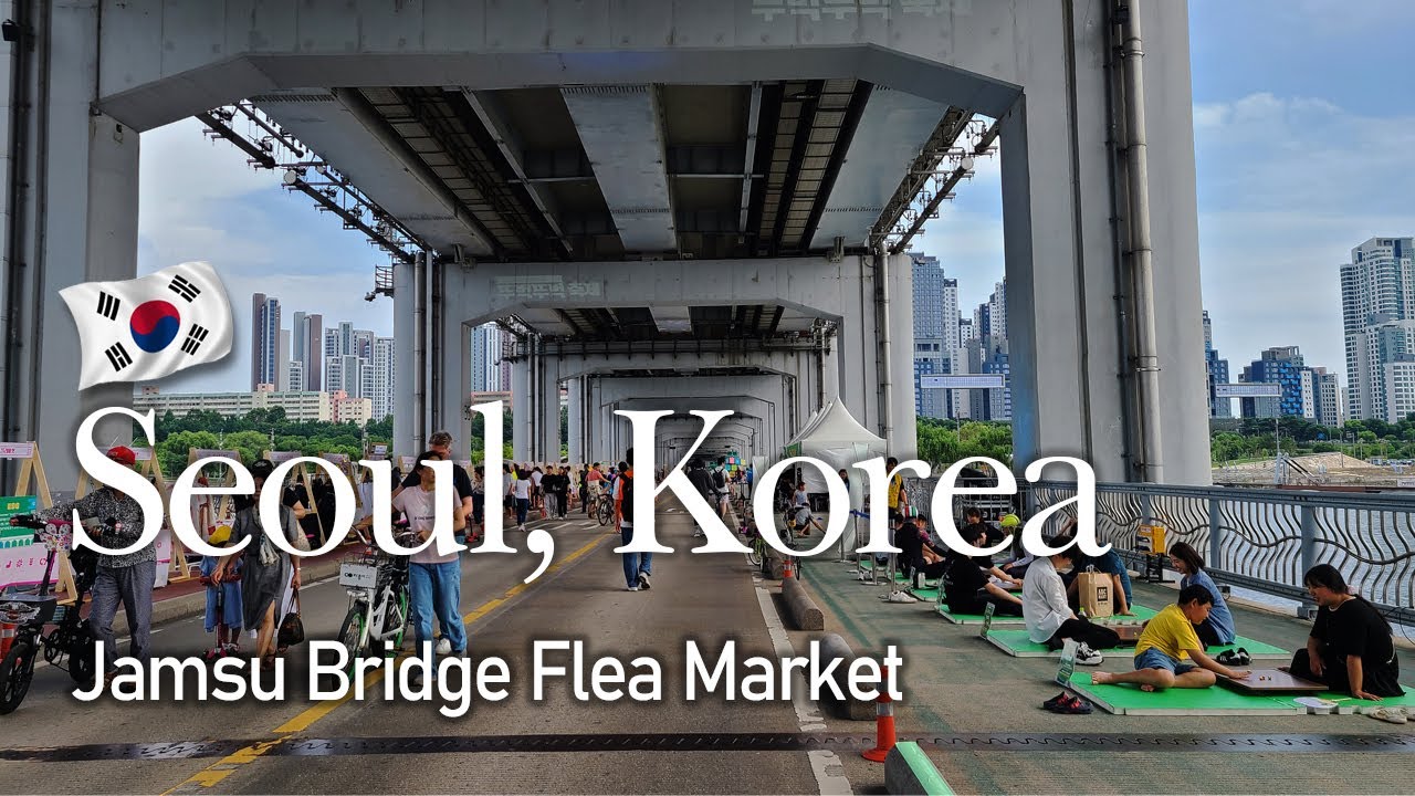 Virtual Walking Tour: Jamsu Bridge Flea Market, Seoul 2023 - YouTube