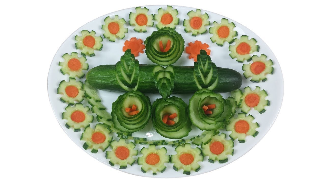 Decoration from cucumbers. - YouTube
