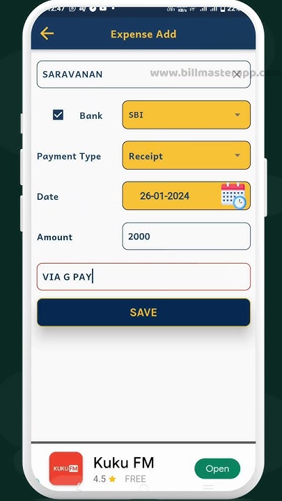 how to create a payment entry | bill master | best mobile billing software - YouTube