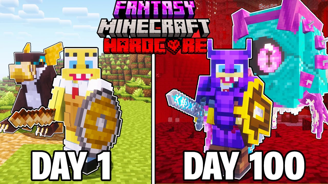 I survived 100 Days in FANTASY MINECRAFT HARDCORE - YouTube