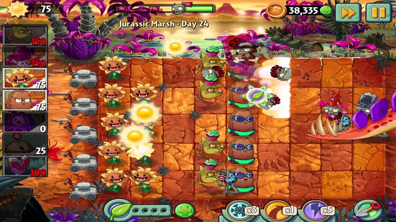 Plants vs Zombies 2: Jurassic Marsh - Day 24 Walkthrough - YouTube
