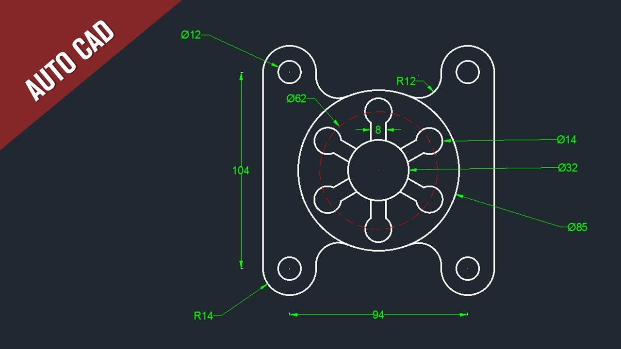Auto CAD || 2D Practice drawing (10) - YouTube