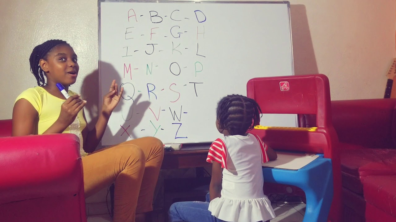 Teaching the English Alphabet to my little sister - YouTube