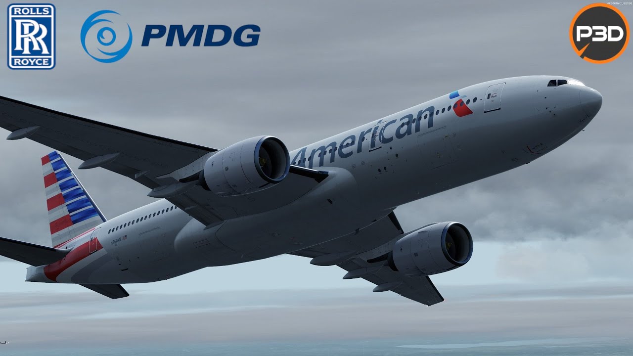 [P3D V5] PMDG 777-200ER | Powerfull takeoff from Dallas-Fort Worth (4k ...