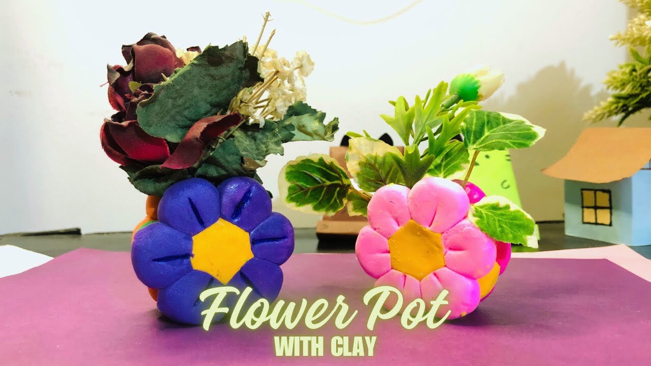 Easy Clay Origami flower pot | diy clay pot | easy Flower pots ...