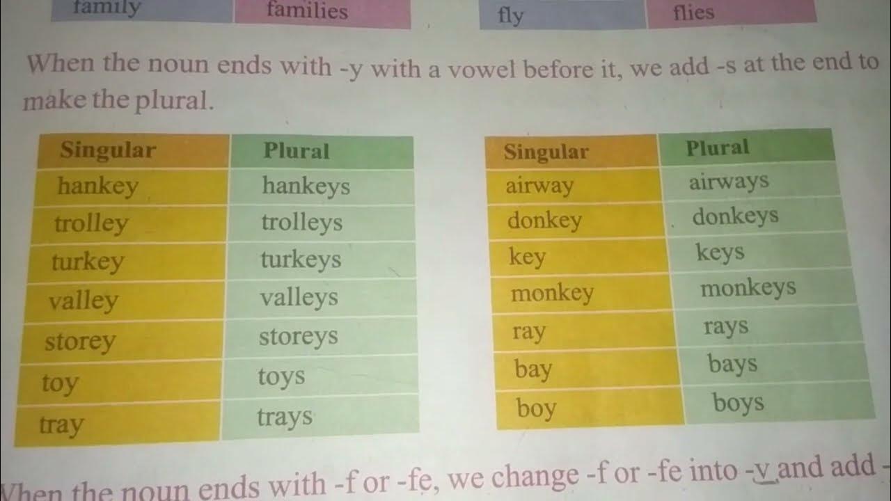 When the noun ends with-y with a vowel before it, we add-s at the end ...