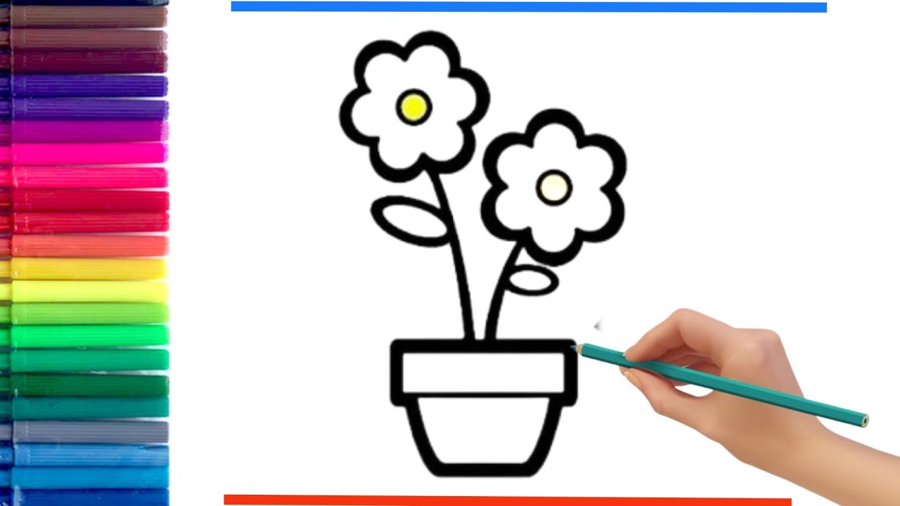 Teaching pot painting for kids | How to draw a beautiful vase? - YouTube