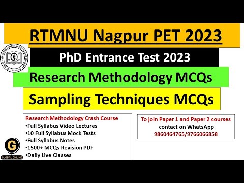 RTMNU PET 2023 Research Methodology MCQs|Sampling Techniques MCQs|RTMNU PET 2023 MCQs| - YouTube