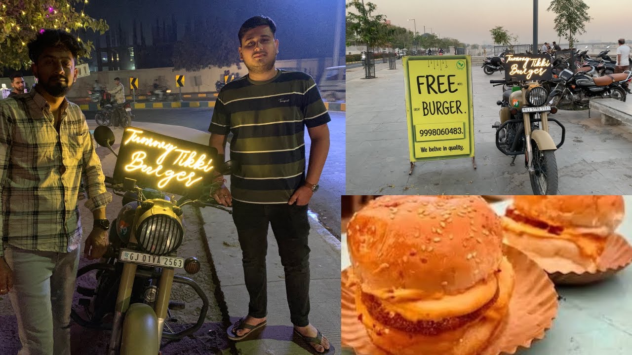 Tummy tikki burger || Bullet Burger || free burger || riverfront burgur ...