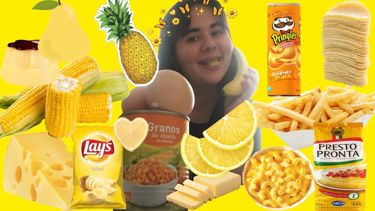 COMIENDO POR 24h DE COLOR AMARILLO - YouTube
