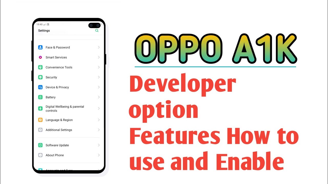 OPPO A1K , How to use and Enable Developer option features explain ...