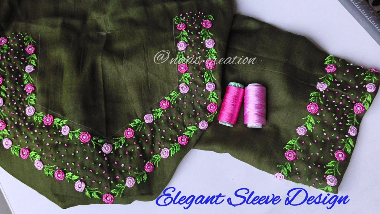 Very easy hand embroidery sleeve design for kurti salwar|hand ...