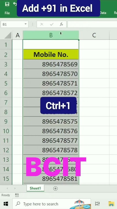 Add +91 before number in Excel #computer #exceltips #microsoft #exceltips #microsoftexcel # ...