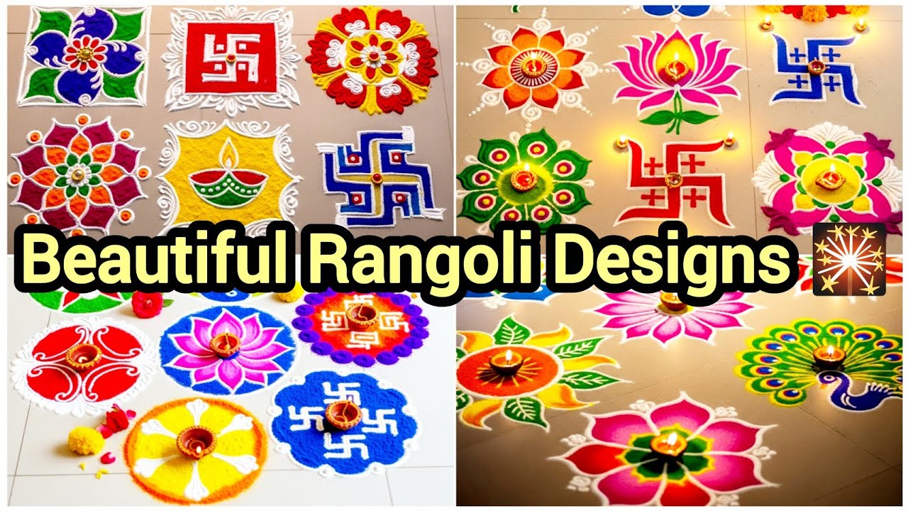 🌸 Beautiful Diwali Rangoli Designs | Peacock & Flower Rangoli | # ...