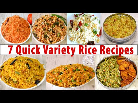 7 Days 7 Variety Rice Recipes | Quick Lunch - Lunch Box Rice Recipes | ஏழு நாலும் வித்தியாசமா லஞ்ச்