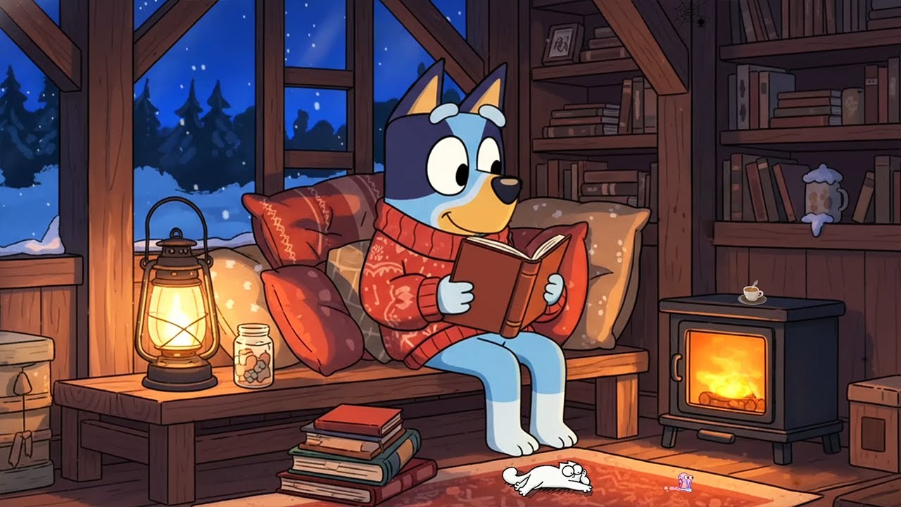 Bluey Lofi Winter 🎧 Cozy Rustic Attic Ambience: Deep Sleep & Reading ...