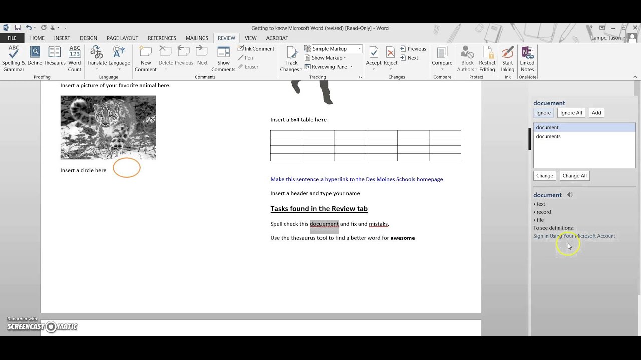 Getting to Know Microsoft Word - Review Tab - YouTube
