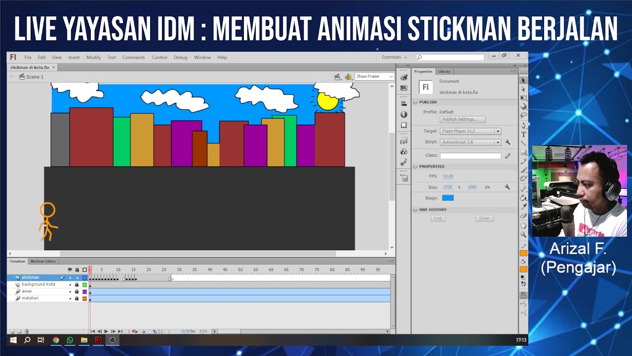 Belajar Animasi Dasar bagi Pemula "Stickman Berjalan dan Terbang ...