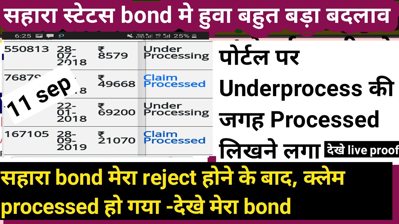 sahara status bond मे हुवा बदलाव/Processed लिखने लगा,इसका मतलब क्या ...