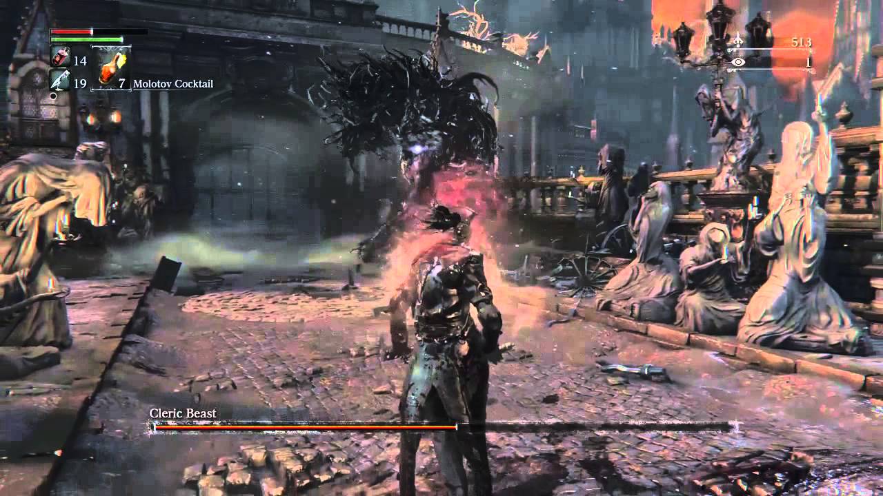 Bloodborne First Boss Fight Cleric Beast - YouTube