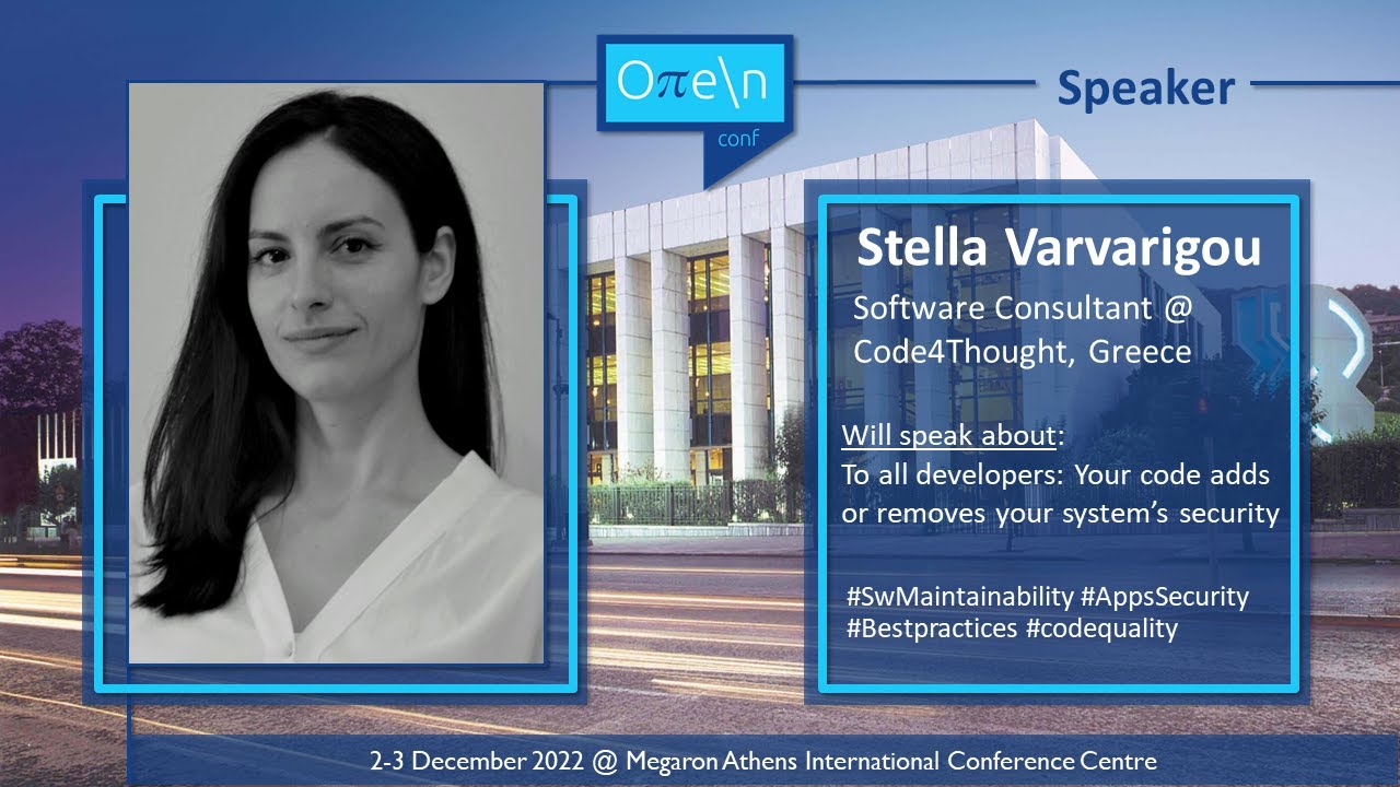 Stella Varvarigou, speaker of Oπe\n conf 2022, presenting her speech - YouTube